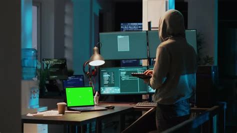 Male Hacker Using Greenscreen To Break Into It Server Technology Stock Footage Ft Greenscreen