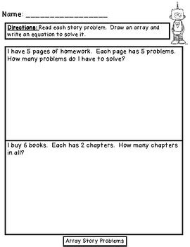 Array Word Problem Worksheets By OxBox Teachers Pay Teachers