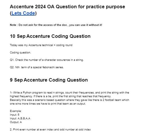 Accenture Oa Coding Questions For 2024 Lets Code Posted On The Topic