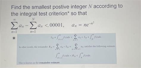solved find the smallest postive integer n according