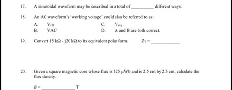 Solved A Sinusoidal Waveform May Be Described In A Total Chegg