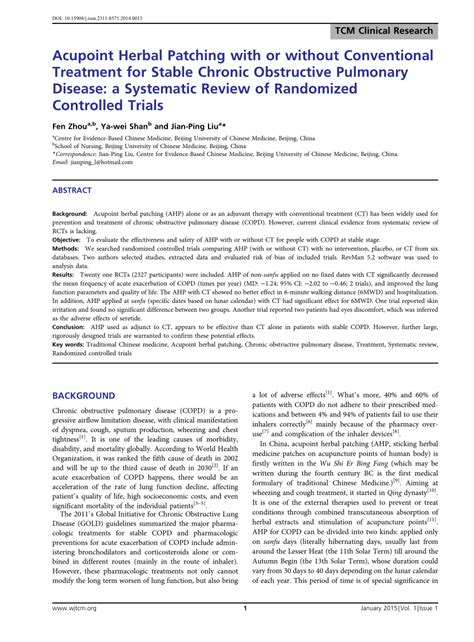 Pdf Acupoint Herbal Patching With Or Without Conventional Treatment