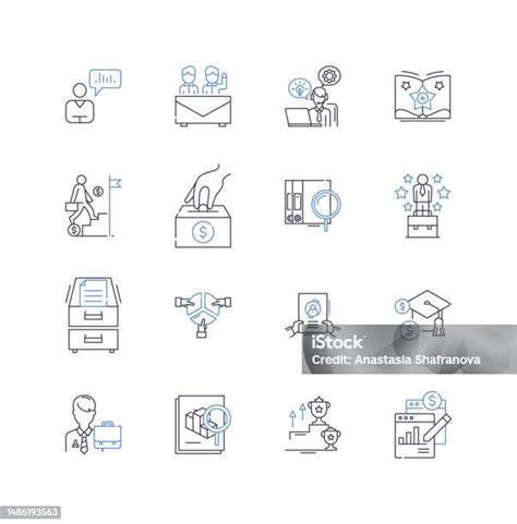 상업 소득 라인 아이콘 컬렉션입니다 수익 이익 판매 거래 수입 현금 흐름 소득 흐름 벡터 및 선형 그림 회전율 반환 수율 개요 표시 세트 광고성 우편에 대한 스톡 벡터 아트