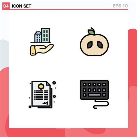 Filledline Flat Color Pack Of 4 Universal Symbols Of Architecture Guarantee Sustainable Fruit