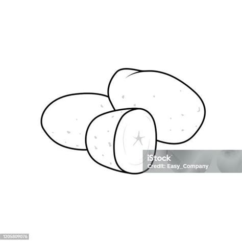 아이 색칠 공부 책을 위한 흰색 배경에 고립 된 감자의 벡터 그림입니다 갈색에 대한 스톡 벡터 아트 및 기타 이미지 갈색