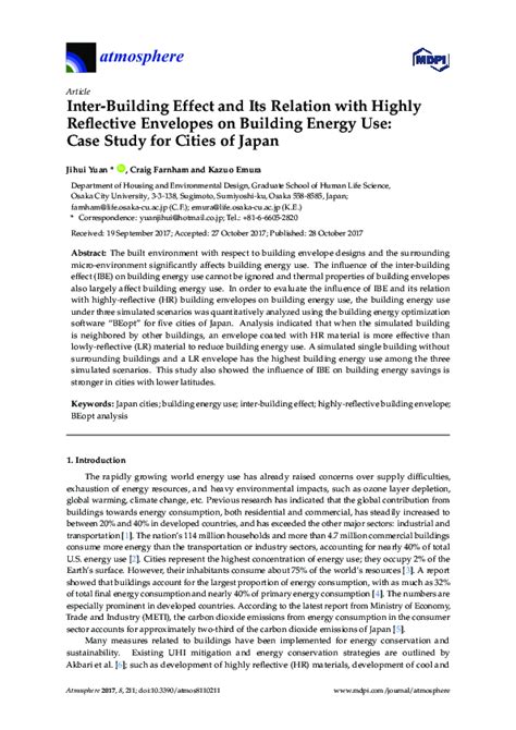 Pdf Inter Building Effect And Its Relation With Highly Reflective