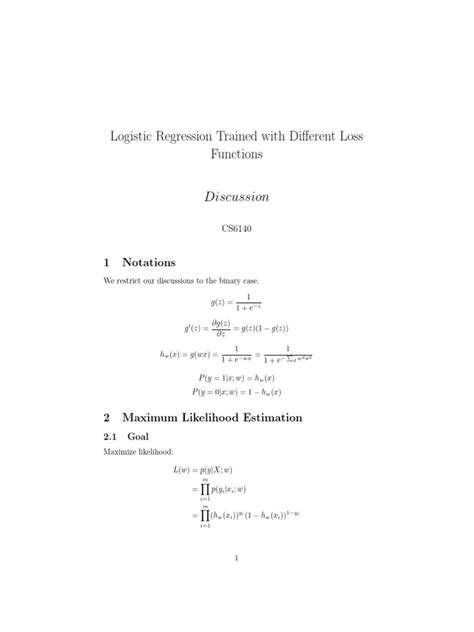 logistic regression loss pdf robust statistics logistic regression