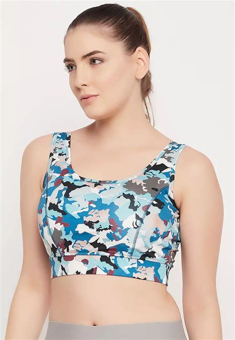 Buy Clovia Clovia Medium Impact Padded Camouflage Print Sports Bra In