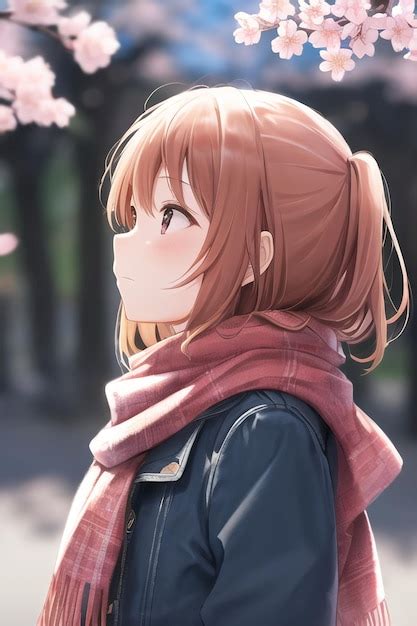 Premium Ai Image Anime Girl With A Scarf And A Scarf