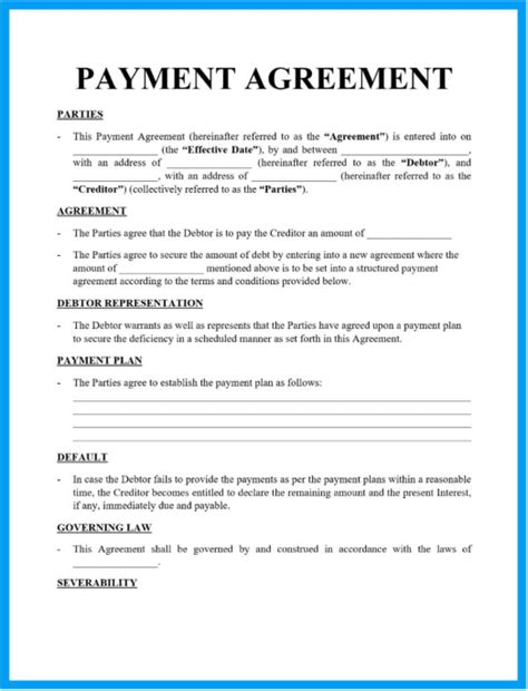 Free Payment Agreement Templates For Legally Binding Terms