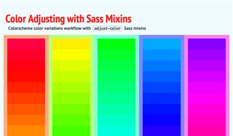 Using Sass Mixins With Color Function Adjust Color For Changing Colorvalues Of A Colorscheme
