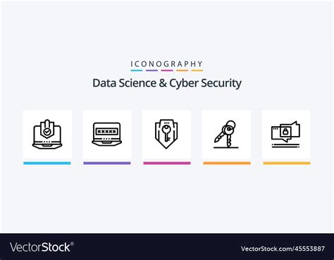 Data Science And Cyber Security Line 5 Icon Pack Vector Image