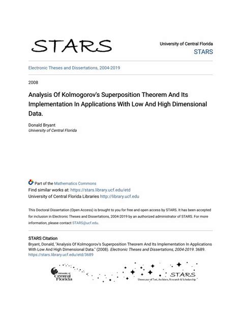 Pdf Analysis Of Kolmogorovs Superposition Theorem And Its Dokumen Tips