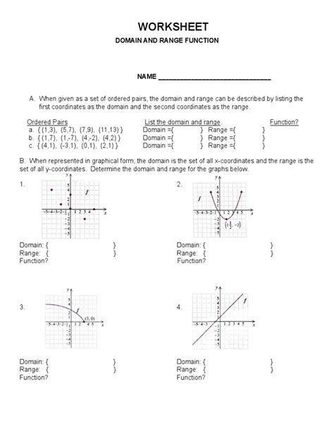 9 worksheet domain range function pdf domain of a function function mathematics