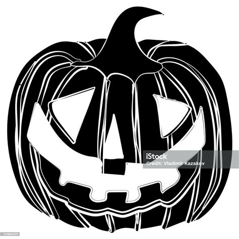 하얀 배경에 고립 된 할로윈을위한 눈과 웃는 입이있는 호박 실루엣 디자인 요소 가을에 대한 스톡 벡터 아트 및 기타 이미지 가을 검은색 계절 Istock