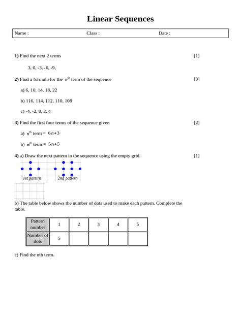 Linear Sequences 1 Pdf