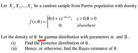 Solved Let X1x2xn Be A Random Sample From Pareto