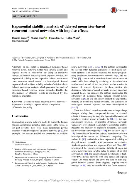 Exponential Stability Analysis Of Delayed Memristor Based Recurrent Neural Networks With Impulse