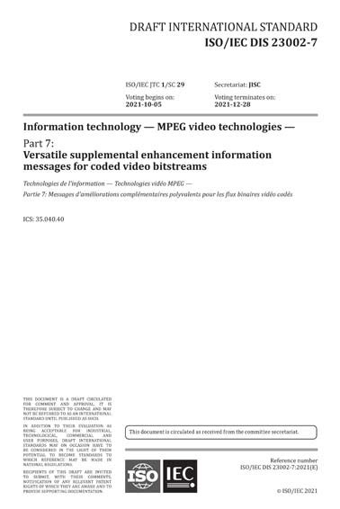 ISO IEC DIS Information Technology MPEG Video Technologies Part Versatile