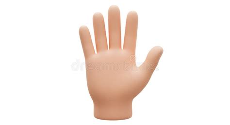 Raised Hand Gesture On White Background Rendered Cartoon Style Stock