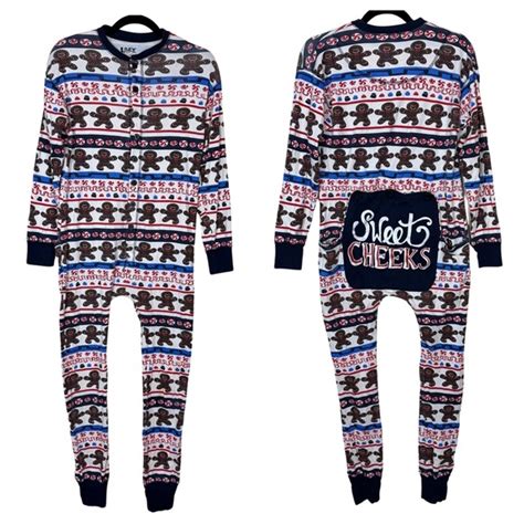 Lazy One Intimates And Sleepwear Lazy One Sweet Cheeks Drop Seat Open Back Cotton Gingerbread