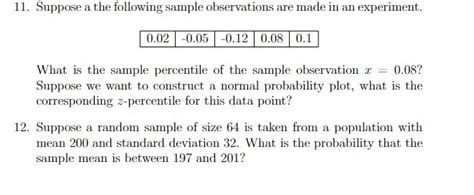 Solved Suppose A The Following Sample Observations Are Made