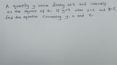 Determining The Equation Connecting Y X And Z Formulae And Variation
