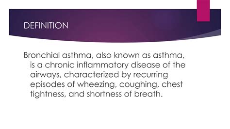 Asthma Definition Etiology Clinical Features Diagnostic Test Management And Complications