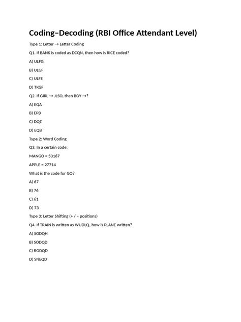 Coding Decoding Questions Pdf Linguistics