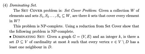 4 dominating set the set cover problem is set