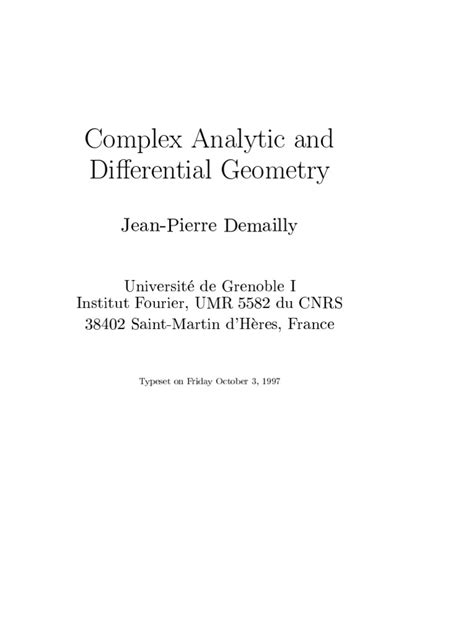 complex analytic and differential geometry j demailly pdf