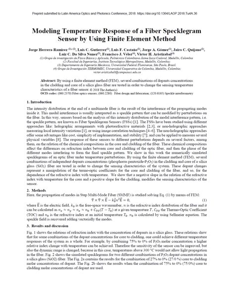 Pdf Modeling Temperature Response Of A Fiber Specklegram Sensor By