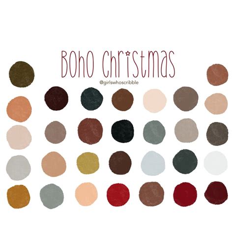 Procreate Boho Christmas Color Palette Procreate Holiday Palette 30 Color Swatches Procreate