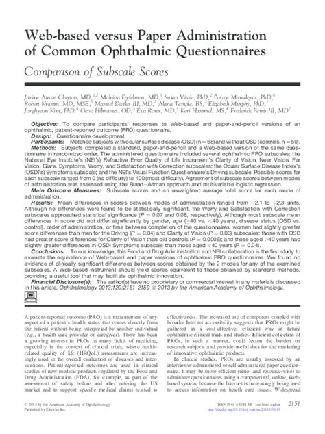 pdf web based versus paper administration of common ophthalmic