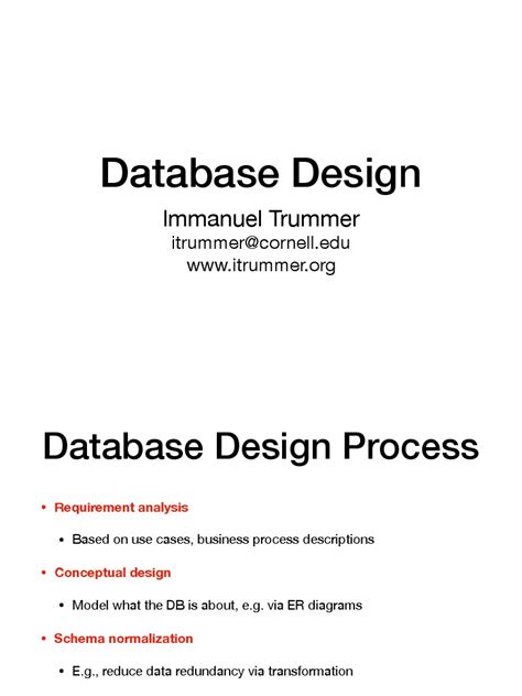 Database Design Immanuel Trummer Pdf Database Design Conceptual Model