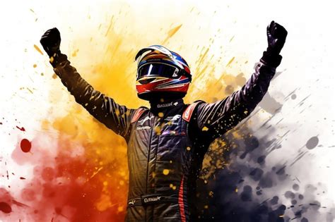 Premium Photo Triumphant Race Celebrating The Win Driver Silhouette Generative AI