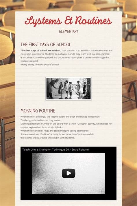Systems And Routines Classroom Procedures System First Day Of School