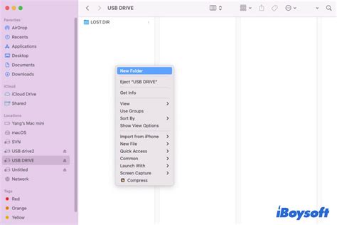 fixed unable to create new folders on external drive on mac