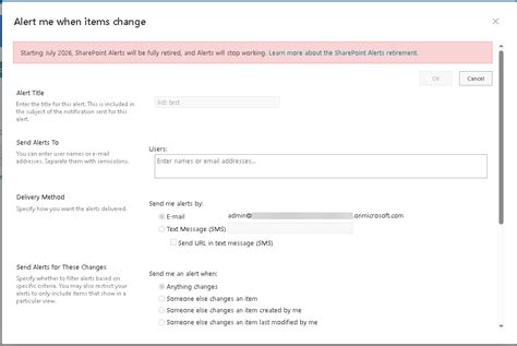 sharepoint alerts retirement microsoft support