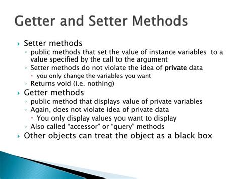 PPT Getter And Setter Methods PowerPoint Presentation Free Download ID