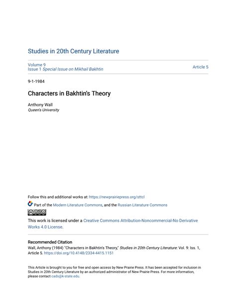 Characters In Bakhtins Theory Docslib