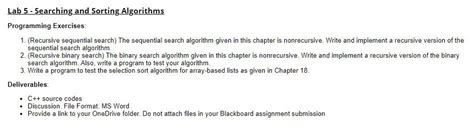 Solved Lab 5 Searching And Sorting Algorithms Programming