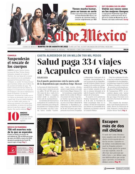 Portadas De Los Principales Diarios Nacionales De México