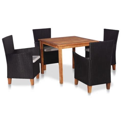 Vidaxl 5 Piece Patio Dining Set Poly Rattan Black And Brown 5 Pcs Kroger