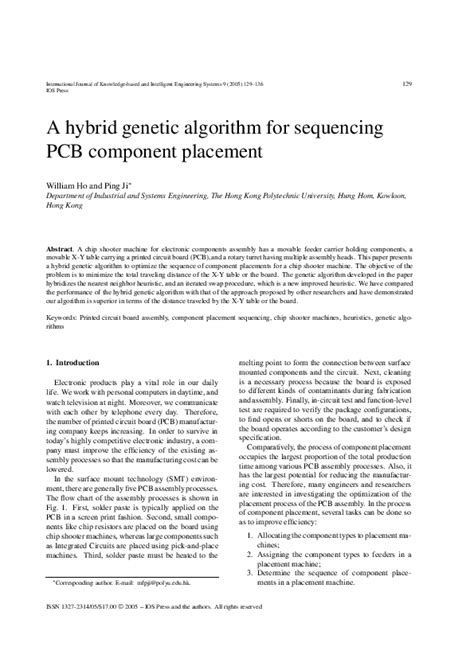 pdf a hybrid genetic algorithm for sequencing pcb component placement