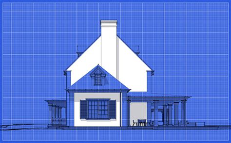 청사진 배경에 식민지 스타일의 블랙 라인에 현대 클래식 하우스의 3d 렌더링 지붕에 대한 스톡 사진 및 기타 이미지 지붕 청사진 0명 Istock