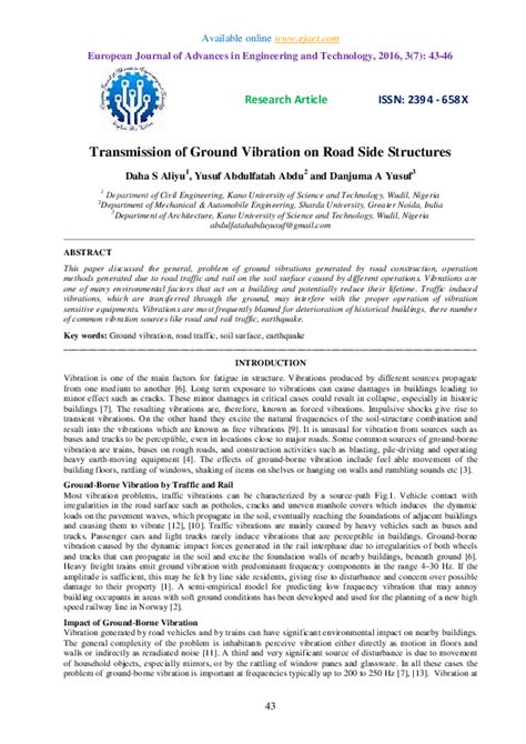 Pdf Transmission Of Ground Vibration On Road Side Structures