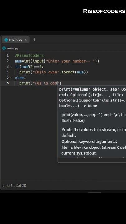 Python Program To Check If Number Is Odd Or Even Riseofcoders Shorts