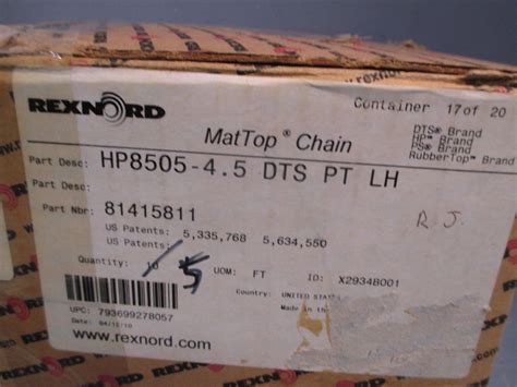 rexnord 81415811 mattop conveyor chain 5ft 4 1 2 wide hp8505 4 5 dt