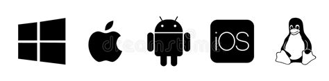 Linux Android Apple And Windows Logo Vector Editorial Illustration